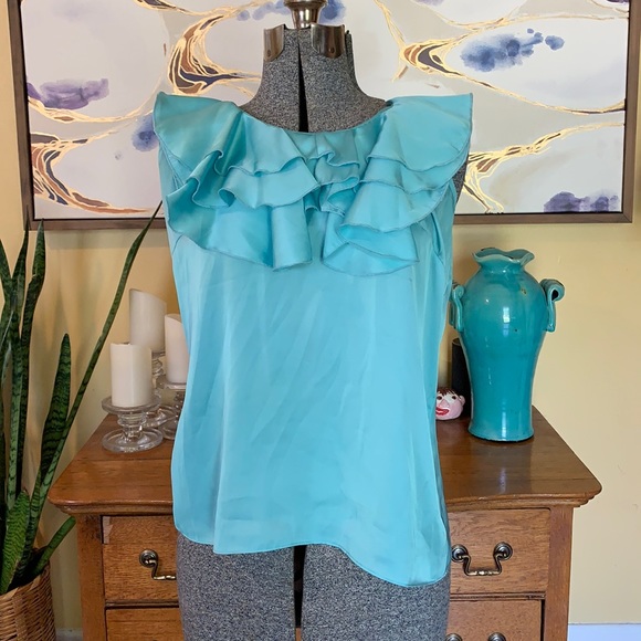 Tops | Light Blue Ruffle Blouse | Poshmark